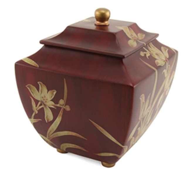 Floral Hand Painted Resin Adult Urn-Orch |Lynch Supply
